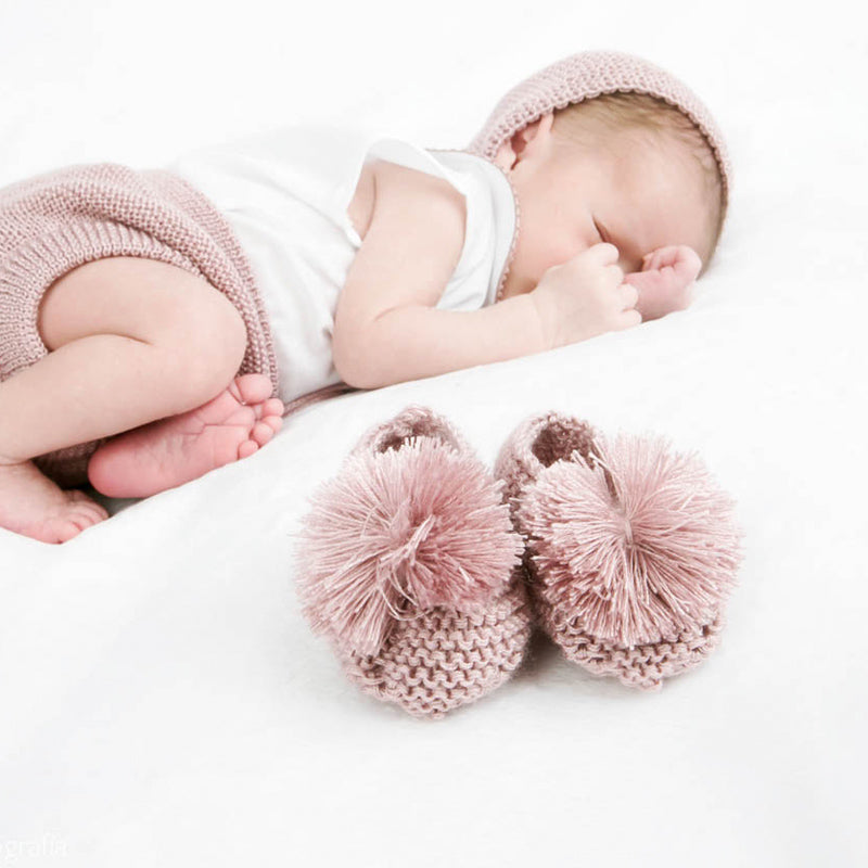 Knitted Baby Pompom Shoes- Vintage Pink – Olivia Ann Kids